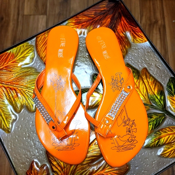 fine more | Shoes | Neon Orange Sandals | Poshmark